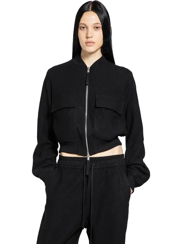 THOM KROM Cropped Wool Felt Bomber Jacket - Black