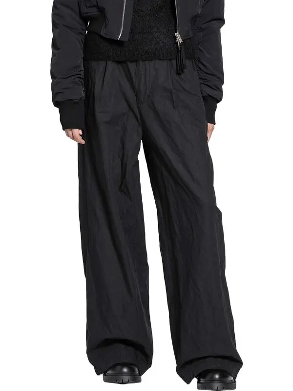 THOM KROM Cotton Lurex Pleated Wide-leg Pants - Black