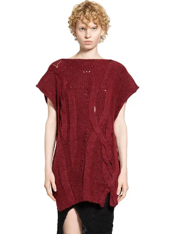 HALOS Alpaca Wool Cable Knit Vest - Red