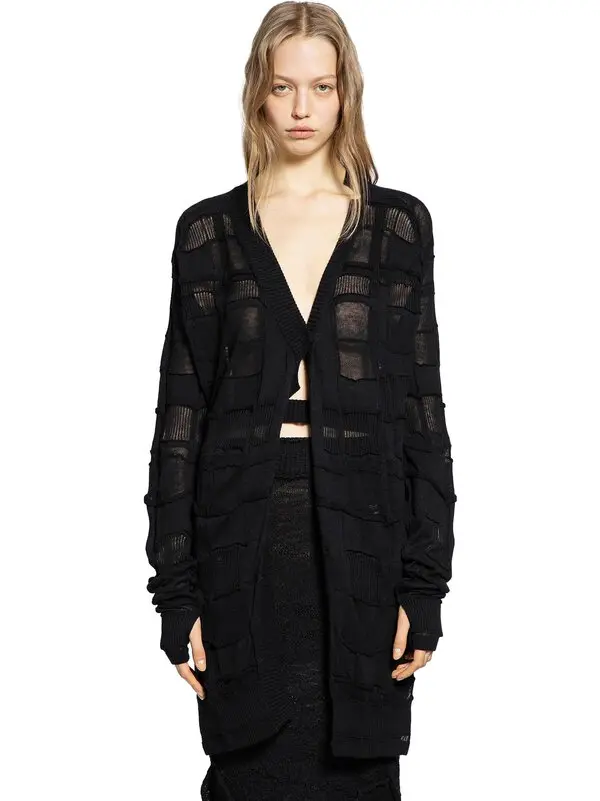 HALOS Sheer Cotton-cashmere Checked V-neck Cardigan - Black
