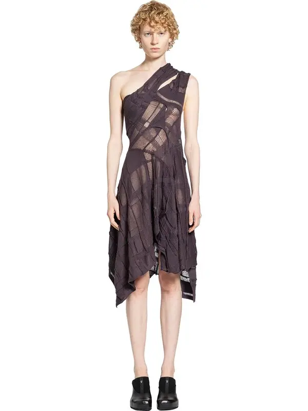HALOS Checked Sheer Cotton Cashmere Dress - Purple