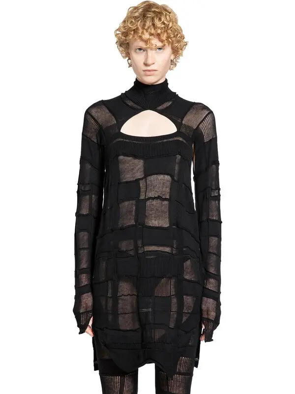 HALOS Checked Ls3 Turtleneck Sweater - Black