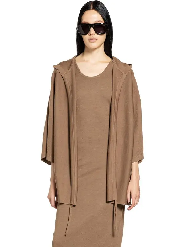 Max Mara Wool Yarn Cardigan With Drawstring Hood - Brown
