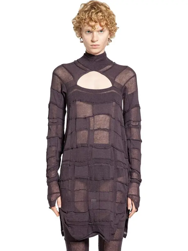 HALOS Checked Ls3 Turtleneck Sweater - Purple