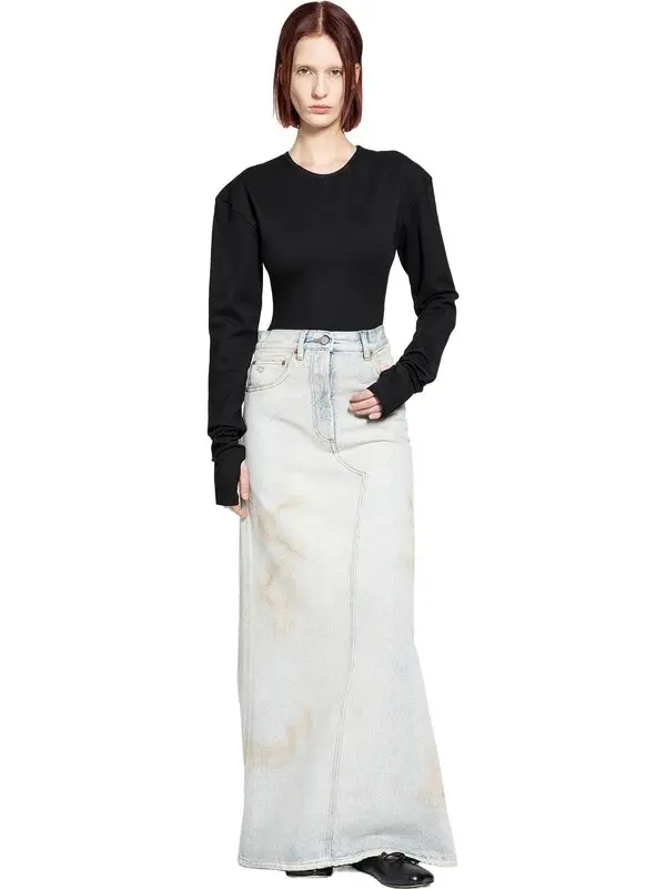 MAISON MARGIELA Long Sleeve Bodysuit With Hand Gaiters - Black