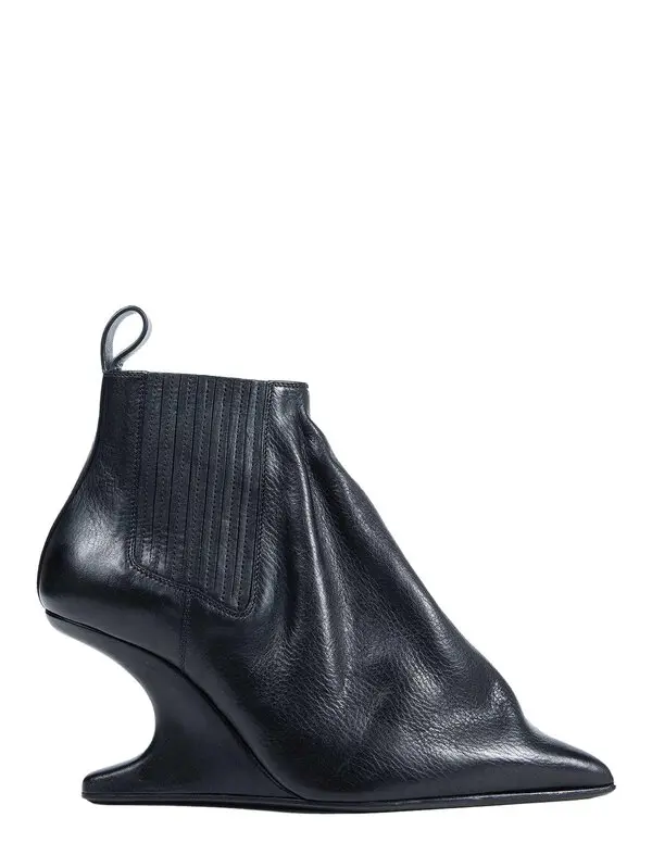 Rick Owens Calf Leather Ankle Boots With Wedge Heel - Black