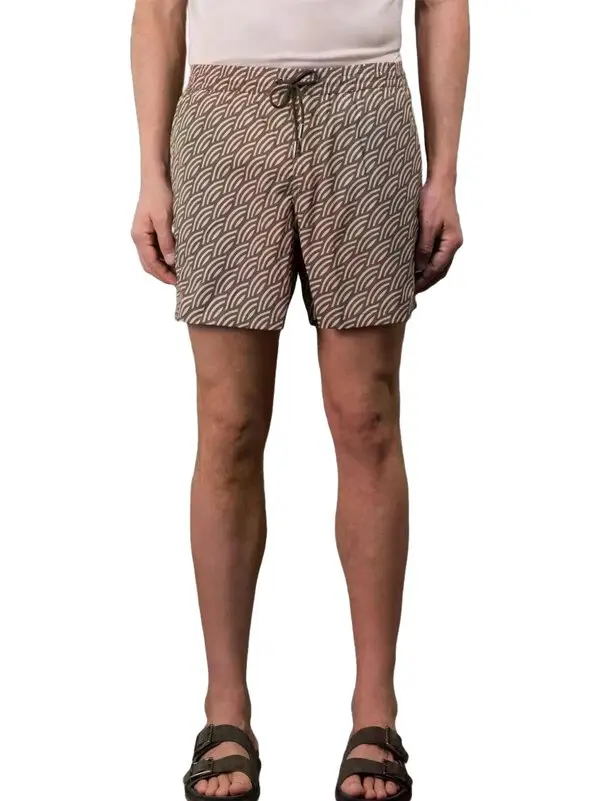 MOORER Geometric Print Swim Shorts - Brown