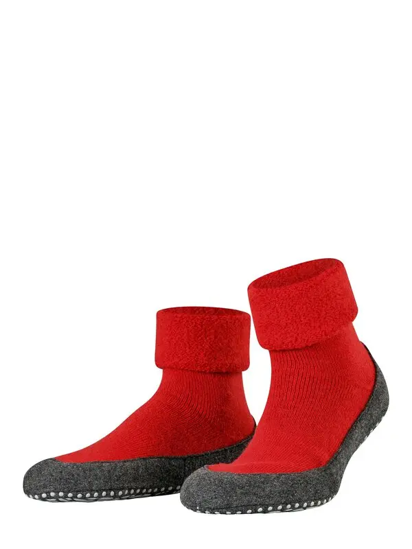 Falke Cosyshoe Merino Wool Slipper Socks With Grip Sole - Red
