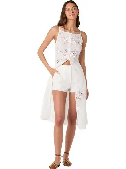 Astr The Label Mercy Eyelet Embroidered High-rise Mini Shorts - White