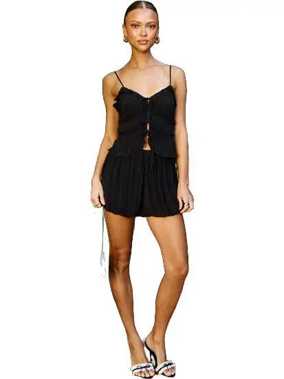 Astr The Label Kailey High-rise Bubble Shorts - Black