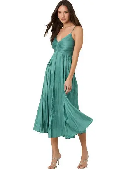 Astr The Label Maeve Pleated Midi Dress - Dark Sage