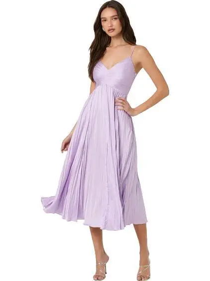 Astr The Label Maeve Pleated Midi Dress - Lilac