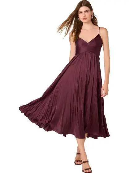 Astr The Label Maeve Pleated Midi Dress - Wine