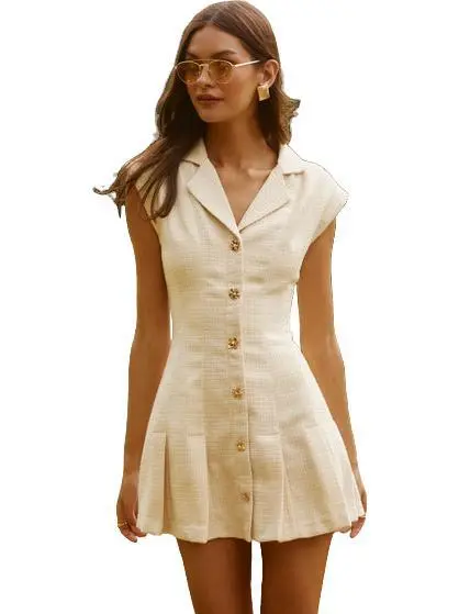 Astr The Label Dannie Tweed Mini Dress - Yellow