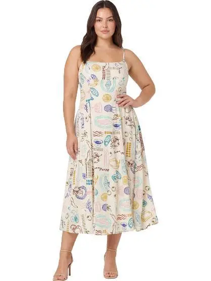 Astr The Label Ansley Printed Linen-blend Midi Dress - Plus Size - Off White Picnic