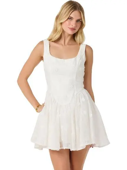Astr The Label Reina Embroidered Floral Mini Dress - White