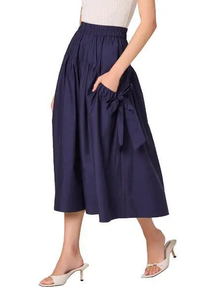 Astr The Label Lylah Bow Midi Skirt - Navy