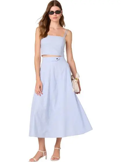 Astr The Label Azzurra Striped Midi Skirt - Blue Stripe