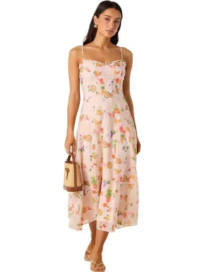 Astr The Label Jaylynn Midi Dress - Pink Fruit Multi