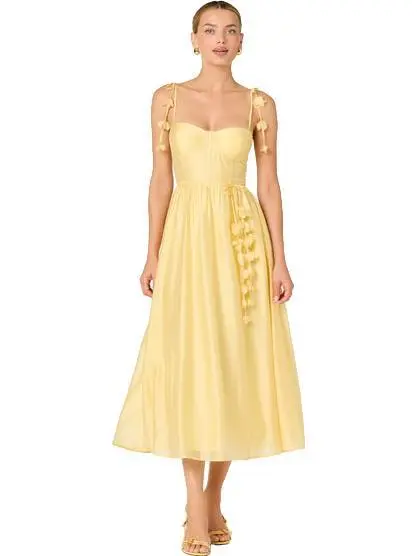 Astr The Label Halcyon 3d Flower Appliqué Midi Dress - Yellow