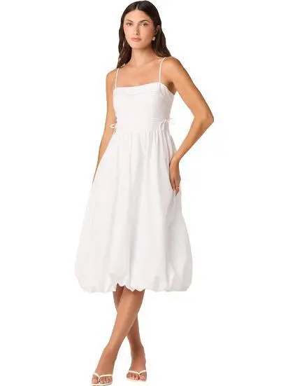 Astr The Label Dahlia Bubble Hem Midi Dress - Off White