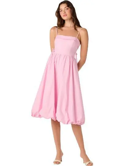 Astr The Label Dahlia Bubble Hem Midi Dress - Pink