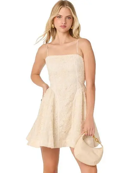 Astr The Label Natalya Embroidered Mini Dress - Cream