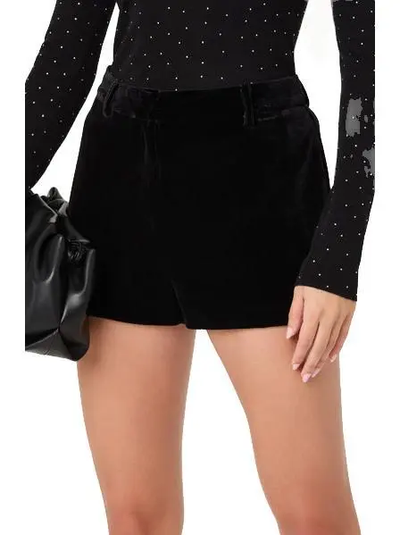 Astr The Label Wynn Velvet Tailored Shorts - Black