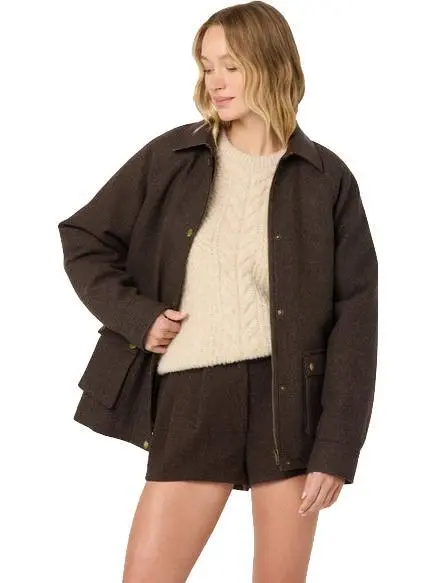 Astr The Label Sorine Wool Blend Pleated Shorts - Brown Plaid