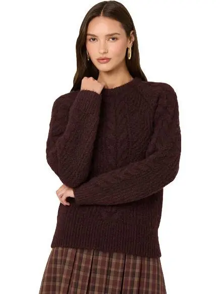 Astr The Label Taran Cable Knit Sweater - Wine
