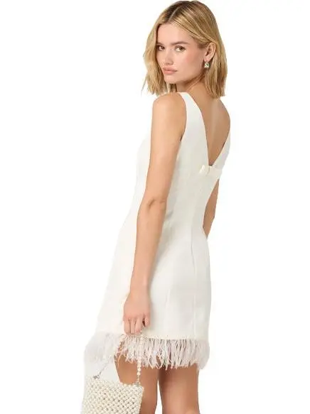 Astr The Label Alisanne Feather Trim Mini Dress - White
