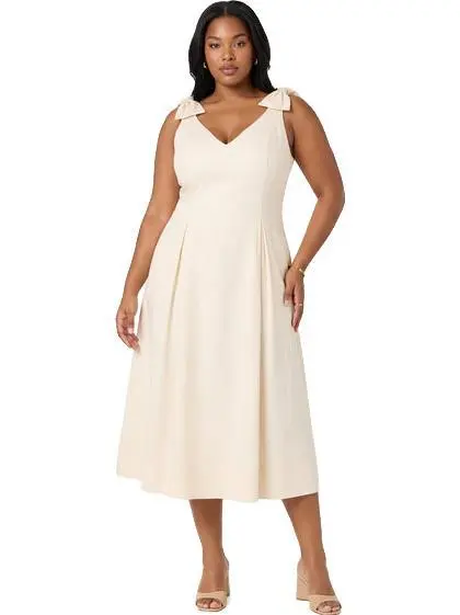 Astr The Label Joleena Linen Bow-strap Midi Dress - Plus Size - Cream