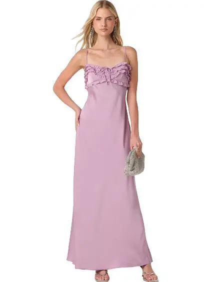 Astr The Label Jade Ruffle Trim Empire Waist Maxi Dress - Lavender