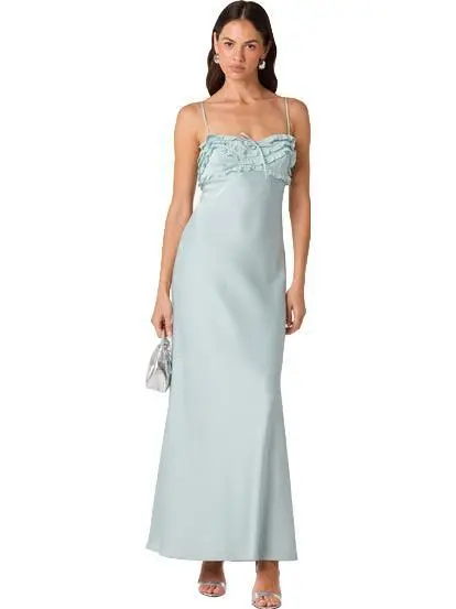 Astr The Label Jade Ruffle Trim Empire Waist Maxi Dress - Seafoam