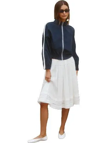 Astr The Label Wrenlee Embroidered Midi Skirt - White