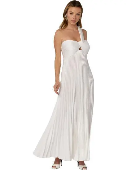 Astr The Label One-shoulder Pleated Maxi Dress - White