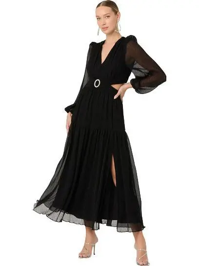 Astr The Label V-neck Cutout Maxi Dress - Black