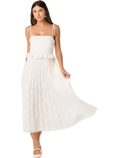 Astr The Label Emerys Pleated Midi Dress - White
