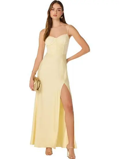 Astr The Label Zinnia Lace Bustier Maxi Gown - Butter Yellow