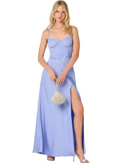 Astr The Label Zinnia Lace Bustier Maxi Gown - Periwinkle