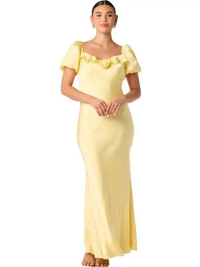 Astr The Label Bethrose 3d Rose Satin Maxi Dress - Yellow