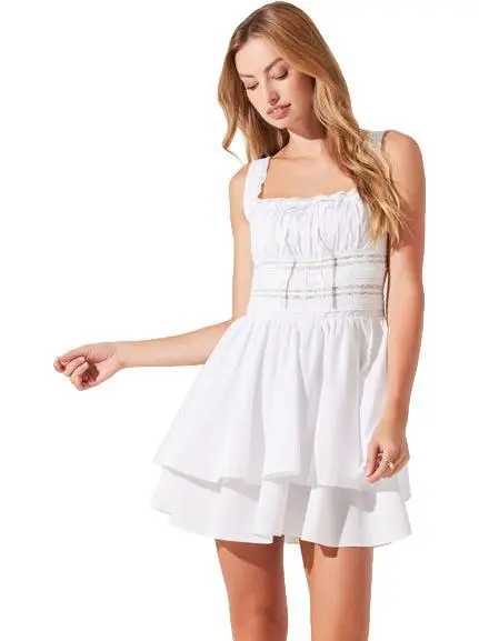 Astr The Label Melaine Lace Trim Mini Dress - White