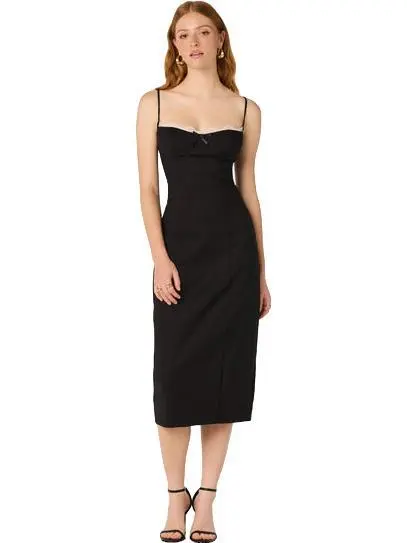 Astr The Label Lace Trim Bustier Midi Dress - Black