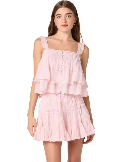 Astr The Label Delia Tiered Ruffle Mini Skirt - Pink