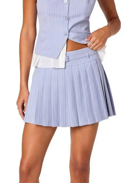 Astr The Label Hina Striped Pleated Skort - Blue Stripe