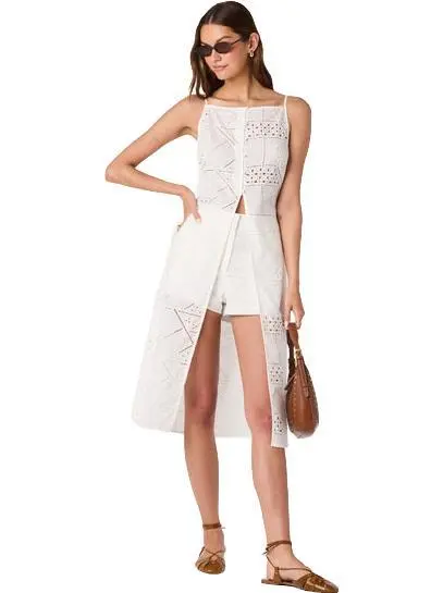 Astr The Label Mercy Eyelet Button-front Tunic - White