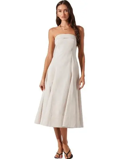 Astr The Label Ayeri Strapless Midi Dress - Tan