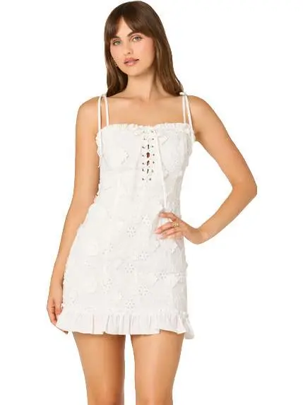 Astr The Label Breanna Eyelet Corset Mini Dress - White