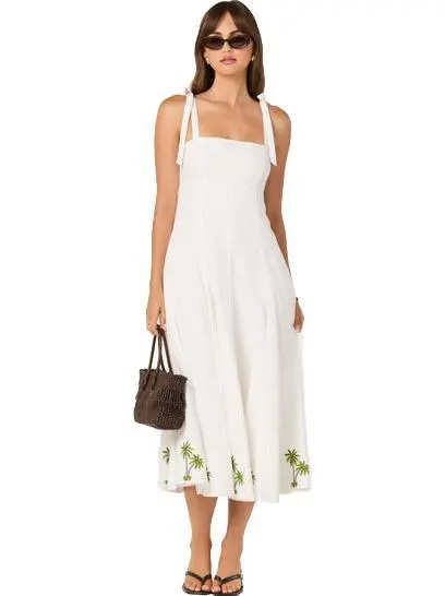 Astr The Label Shiann Embroidered Midi Dress - White