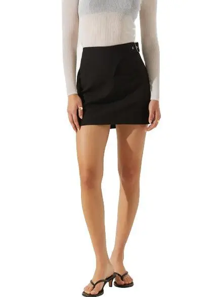 Astr The Label Sevyn" Belted Wrap Mini Skirt - Black